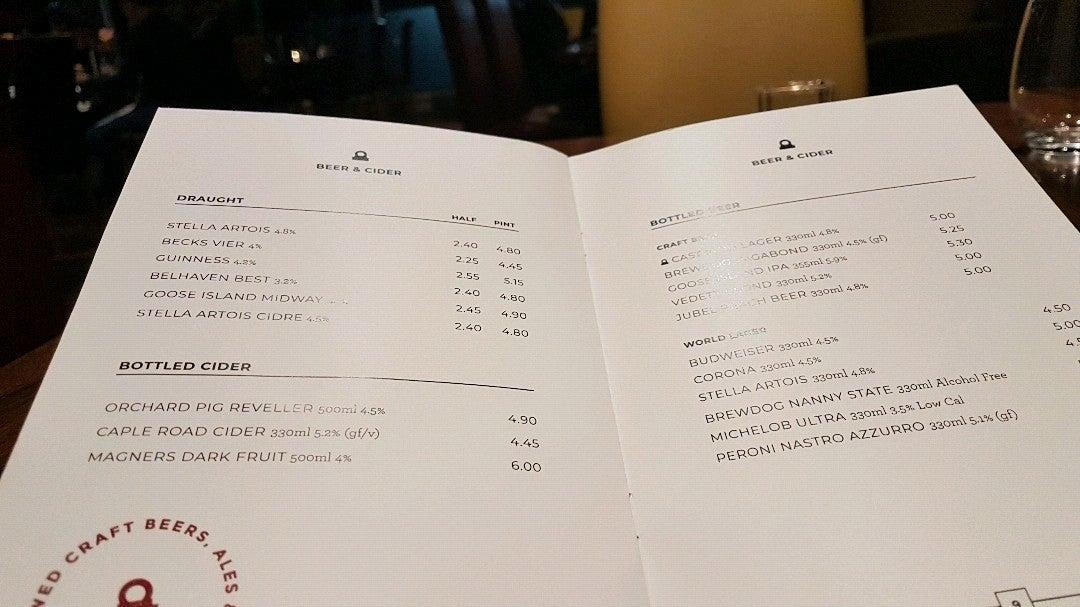 Menu at Cast Iron Grill pub & bar, Edinburgh