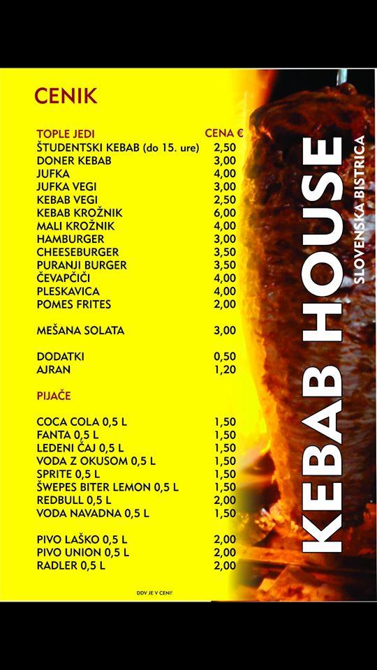 Menu at KEBAB HOUSE VEBI SHABANI s,p. restaurant, Slovenska Bistrica