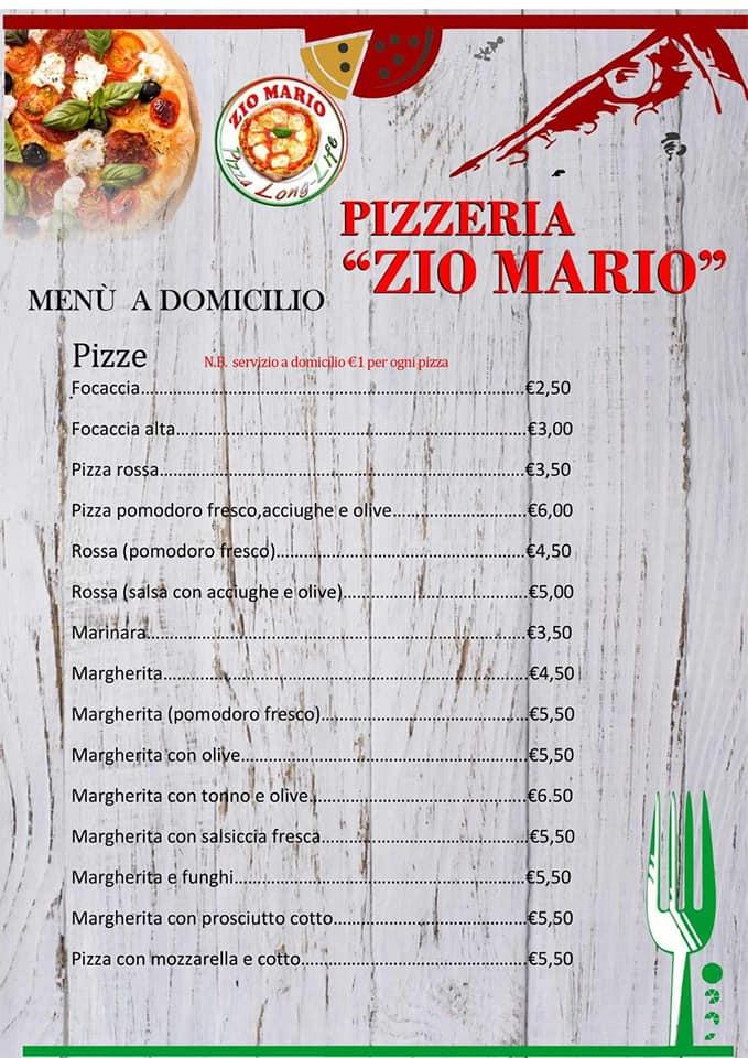 Menu da Pizzeria Trattoria Zio Mario, Fondi