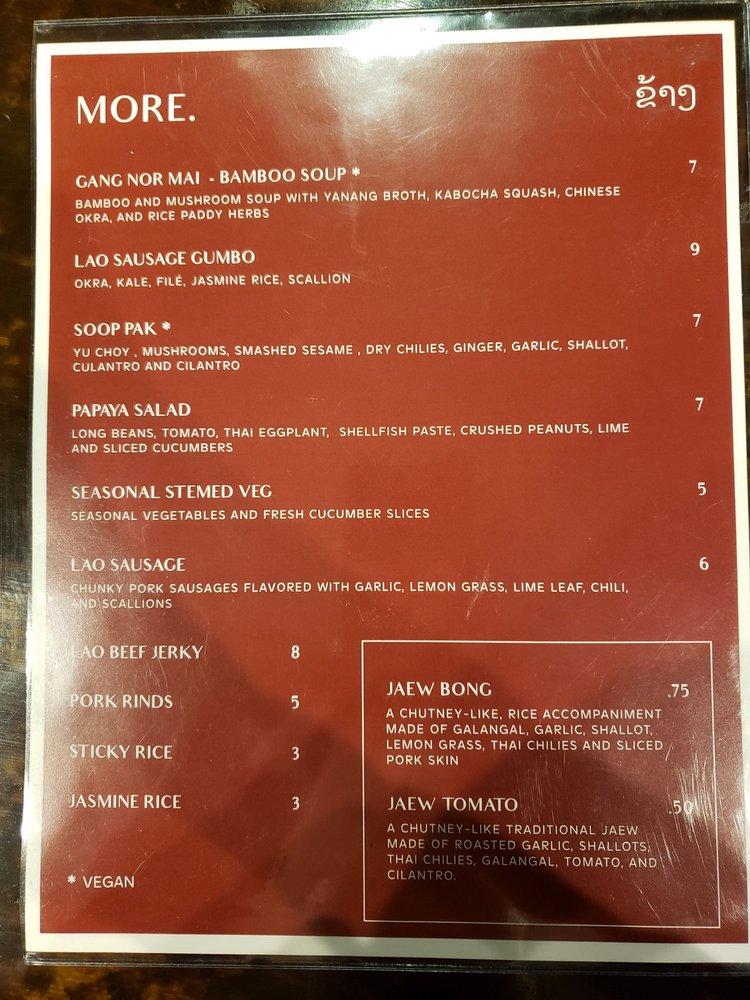Menu at Taurus Ox restaurant, Seattle, E Madison St