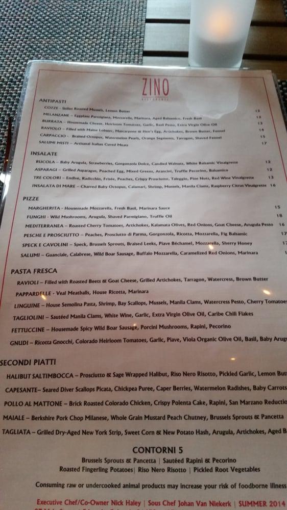 Menu at Zino pub & bar, Edwards, 27 Main St #101