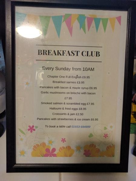 Menu at Chapter One Bistro pub & bar, Malton