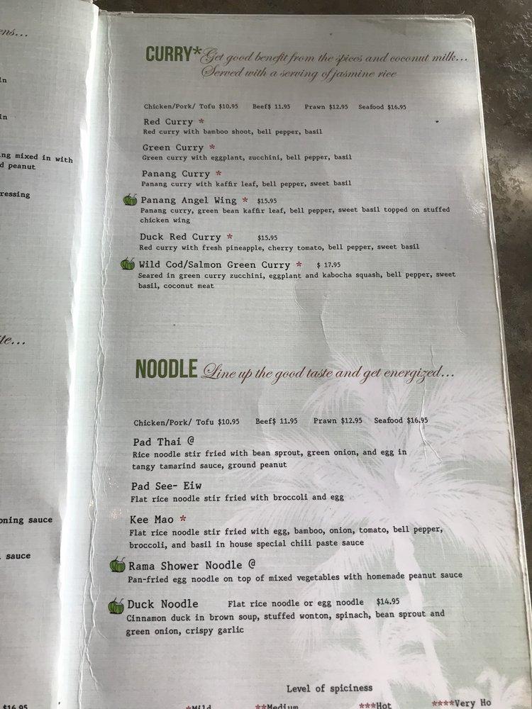 Menu at Coconut Thai restaurant, Issaquah