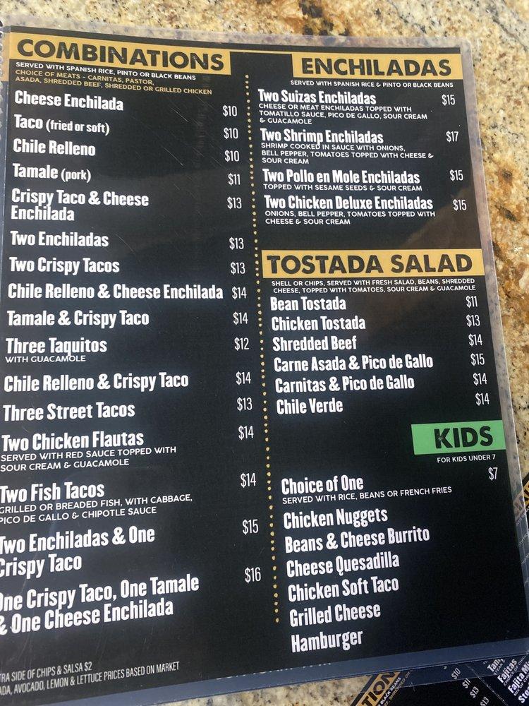 Carta del restaurante El Azteca Grill & cantina, Fountain Valley