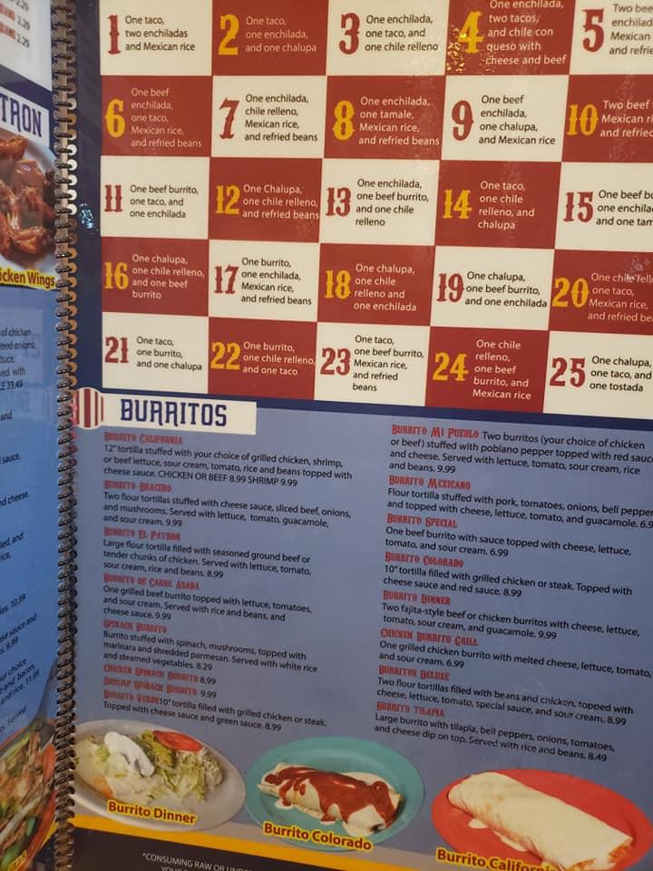 Menu at El Patron Mexican Grill restaurant, Bardstown