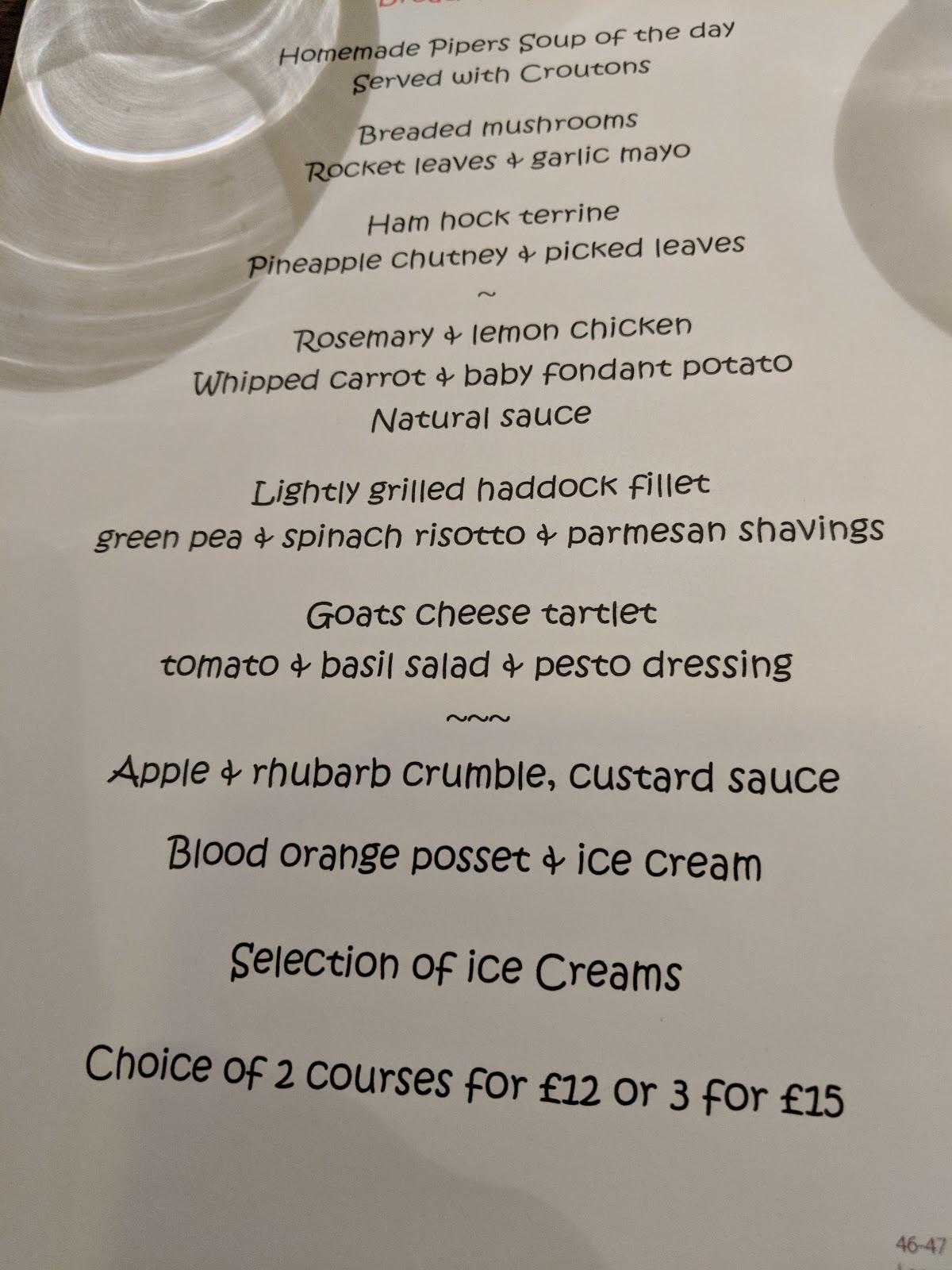 Menu at Pipers pub & bar, Garstang