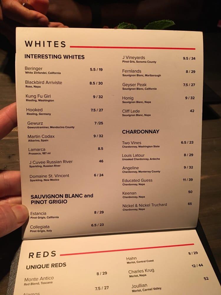 Menu at Roka restaurant, Tulsa