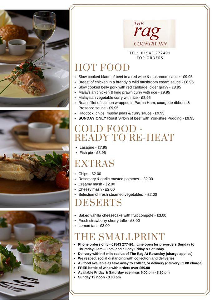 Menu at The Rag pub & bar, Cannock