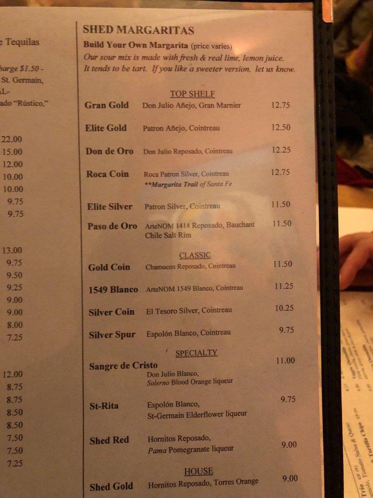 Menu at The Shed Restaurant, Santa Fe