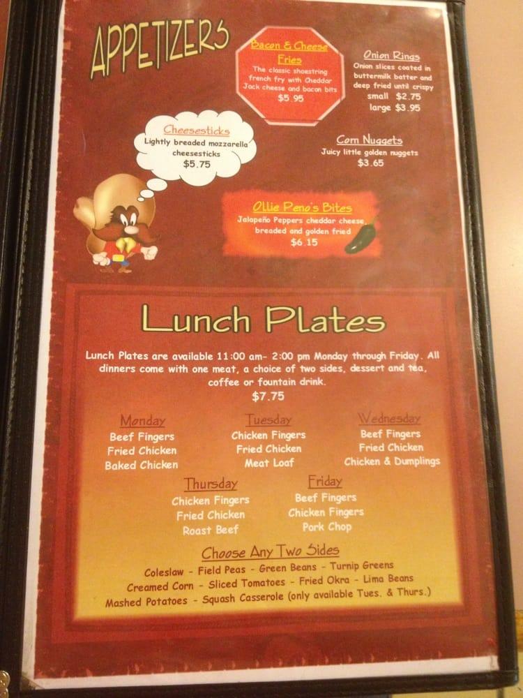 Menu at Ed's Restaurant, DeFuniak Springs, US-90