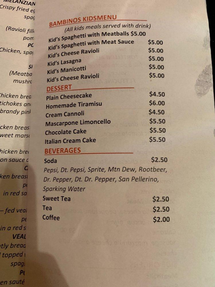 Menu at La Nonna Italian Restaurant, Belton