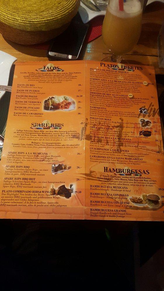 Menu au Restaurant El Mexicano Basel, Bale