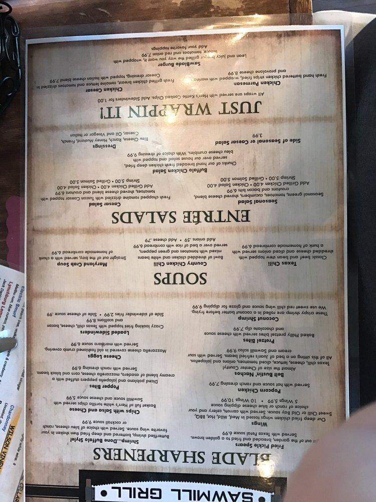 Menu at SawMill Grill pub & bar, Oxford