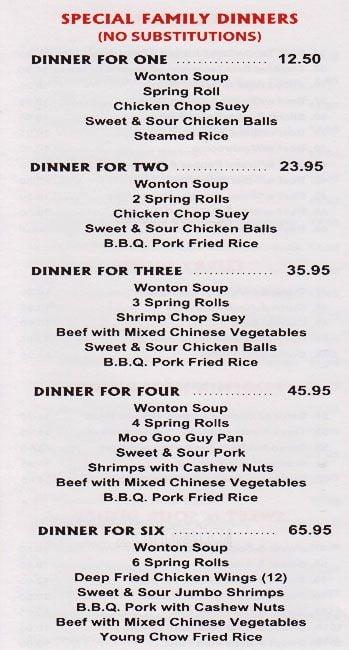 Menu at Wah Too Seafood Restaurant, Toronto, 58 Centre Ave