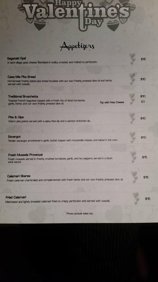 Menu at Casa Mia Barrie, Barrie