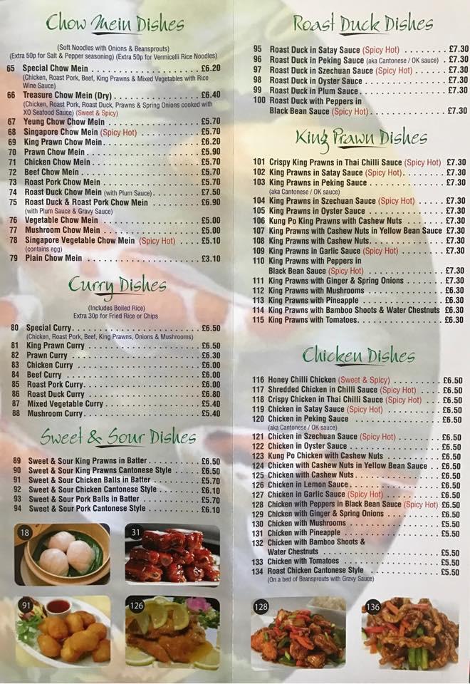 Menu at Green Island fast food, Holyhead
