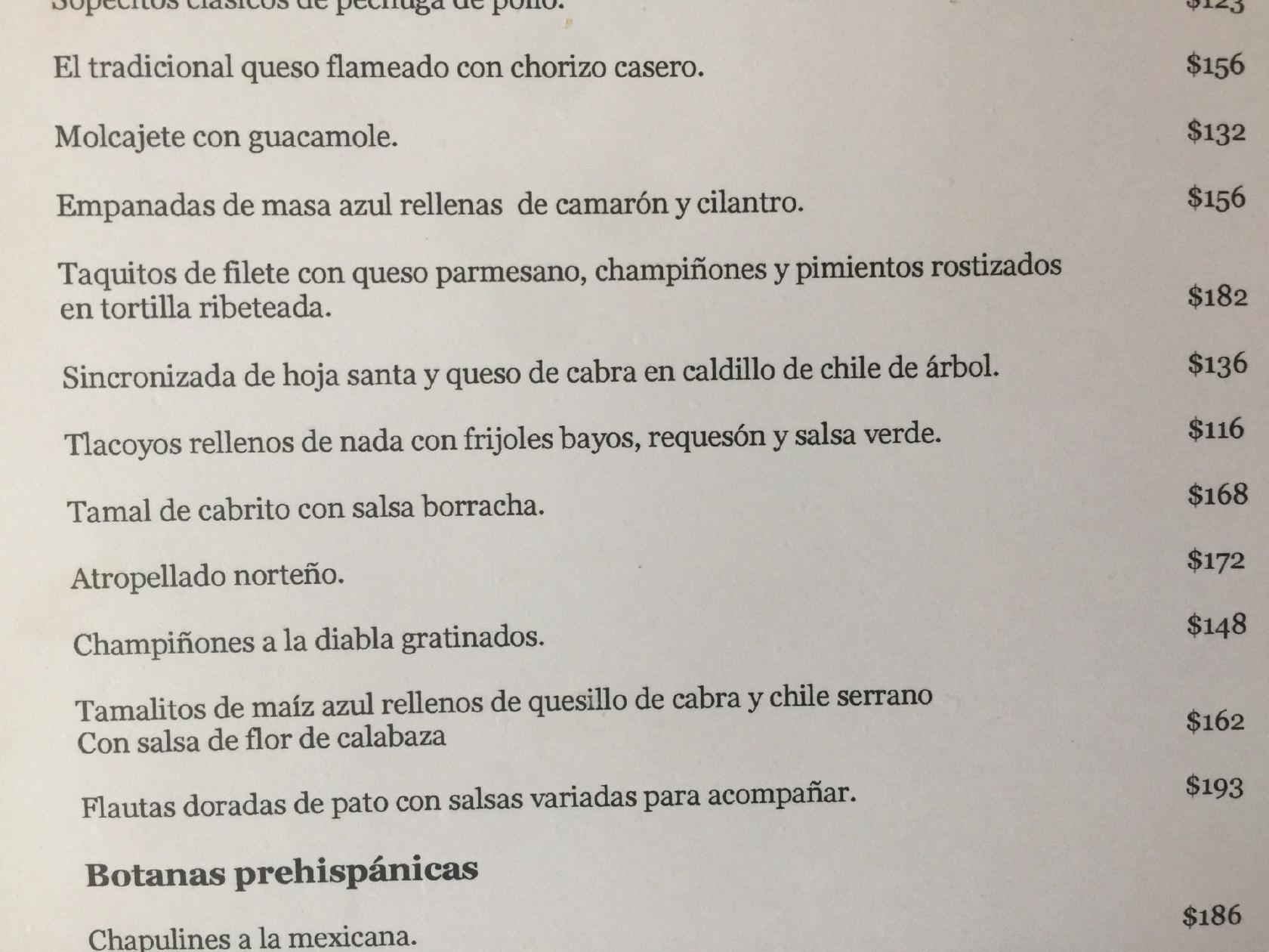 Carta del restaurante La Catarina Morones, Monterrey, Av. Ignacio ...