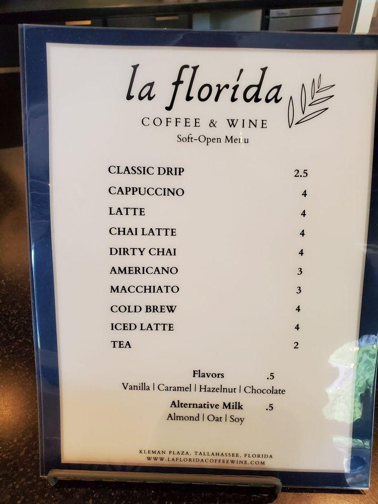 Menu at La Florida Coffee & Wine pub & bar, Tallahassee