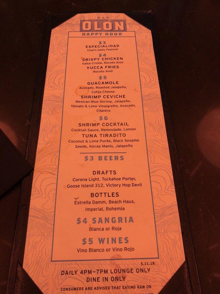 Menu at Olon pub & bar, Atlantic City, Boardwalk
