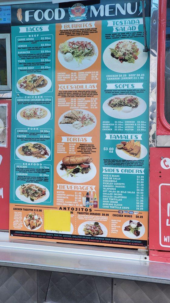 Menu at Taco-Lote restaurant, Olympia