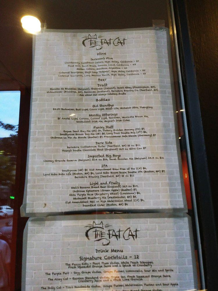Menu at The Fat Cat restaurant, Quincy, Hancock St
