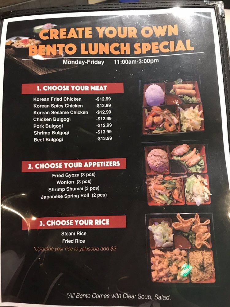 Menu at Yakiniku BBQ, Southaven