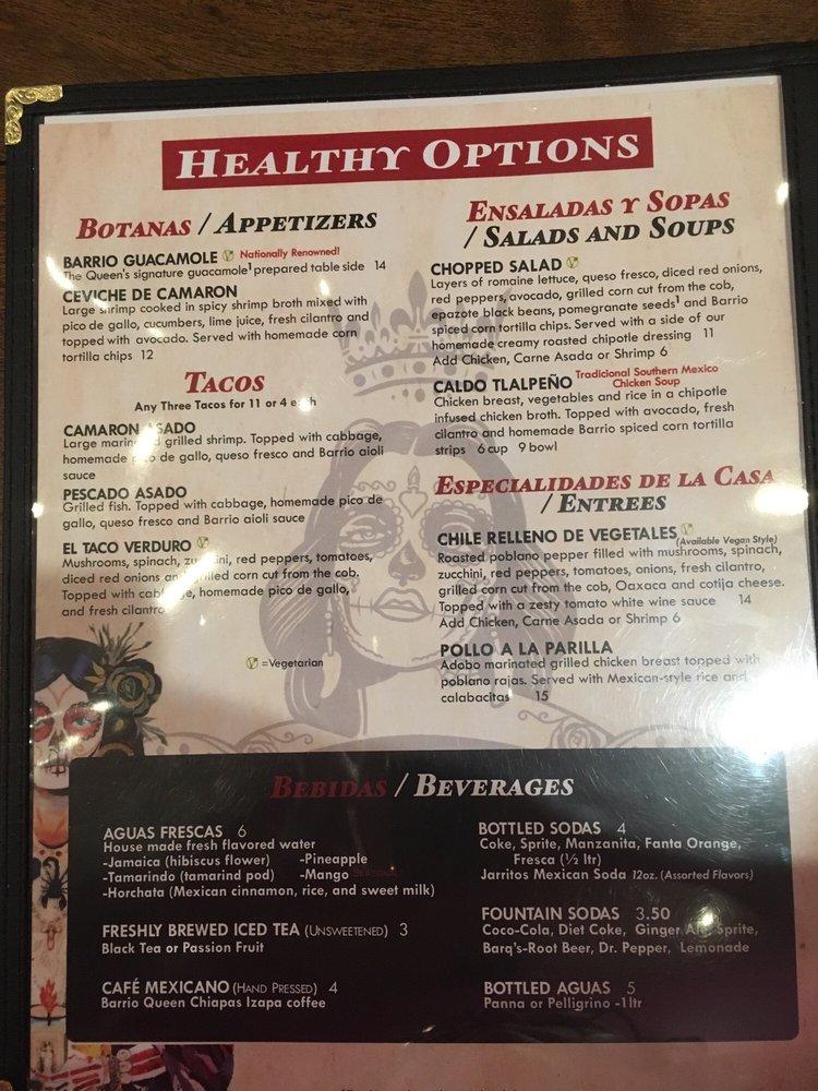 Menu at Barrio Queen, Phoenix, N Tatum Blvd #98