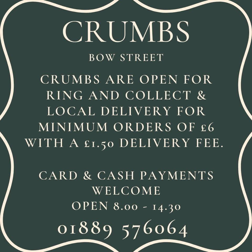 Menu at Crumbs fast food, Rugeley