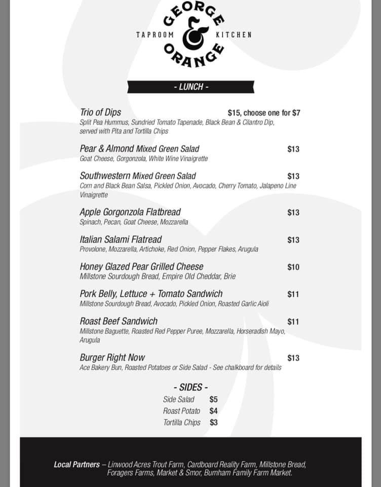 Menu at George & Orange pub & bar, Cobourg