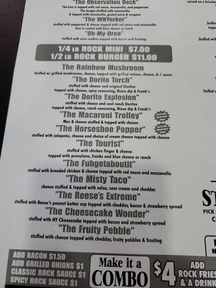 Menu at Rock Burger Cheektowaga restaurant, Cheektowaga