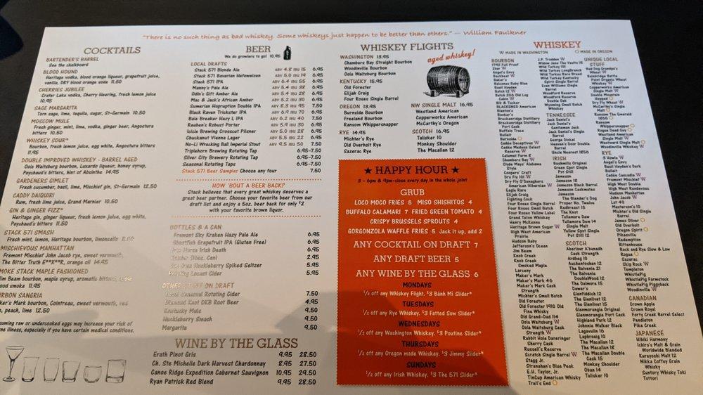 Menu at Stack 571 Burger and Whiskey Bar - Kirkland, Kirkland