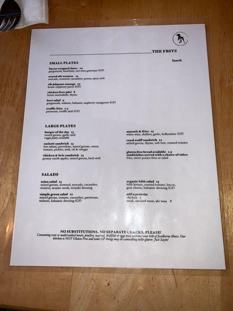 Menu at The Fritz pub & bar, Salida