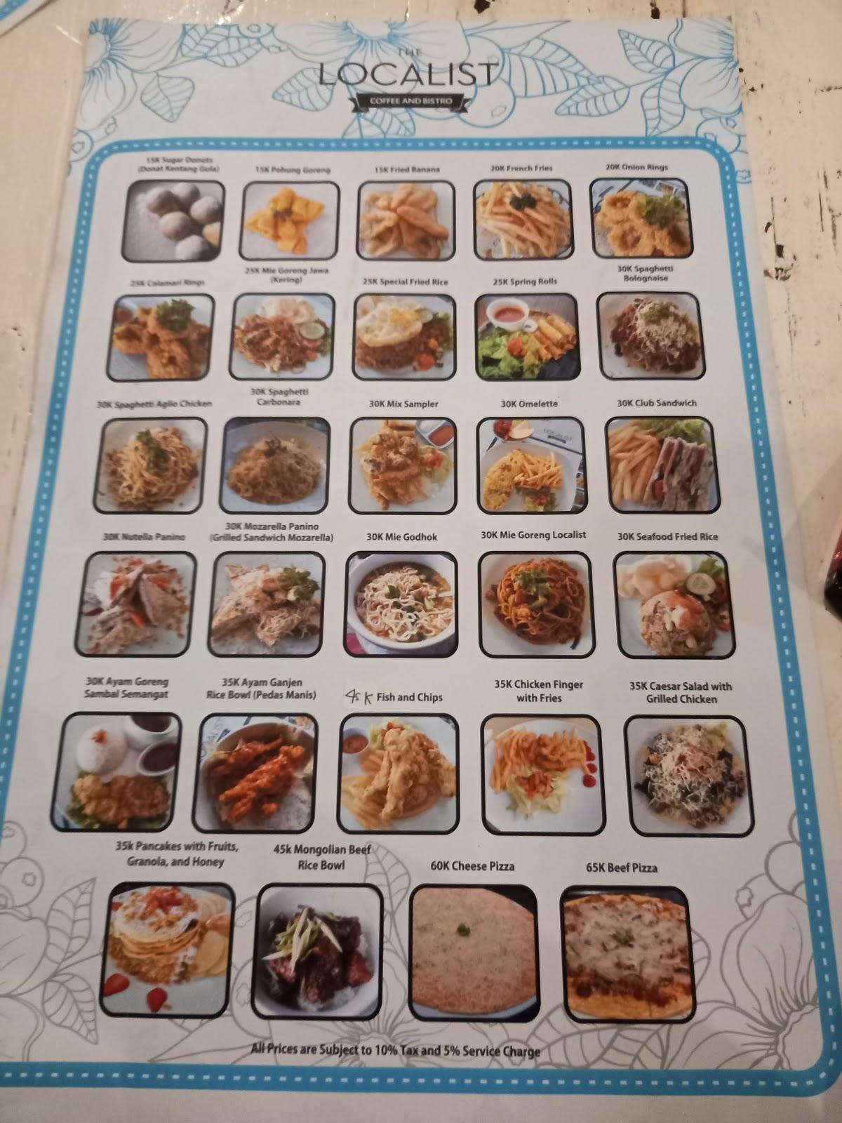 Menu at The Localist Coffee and Bistro Surabaya cafe, Surabaya