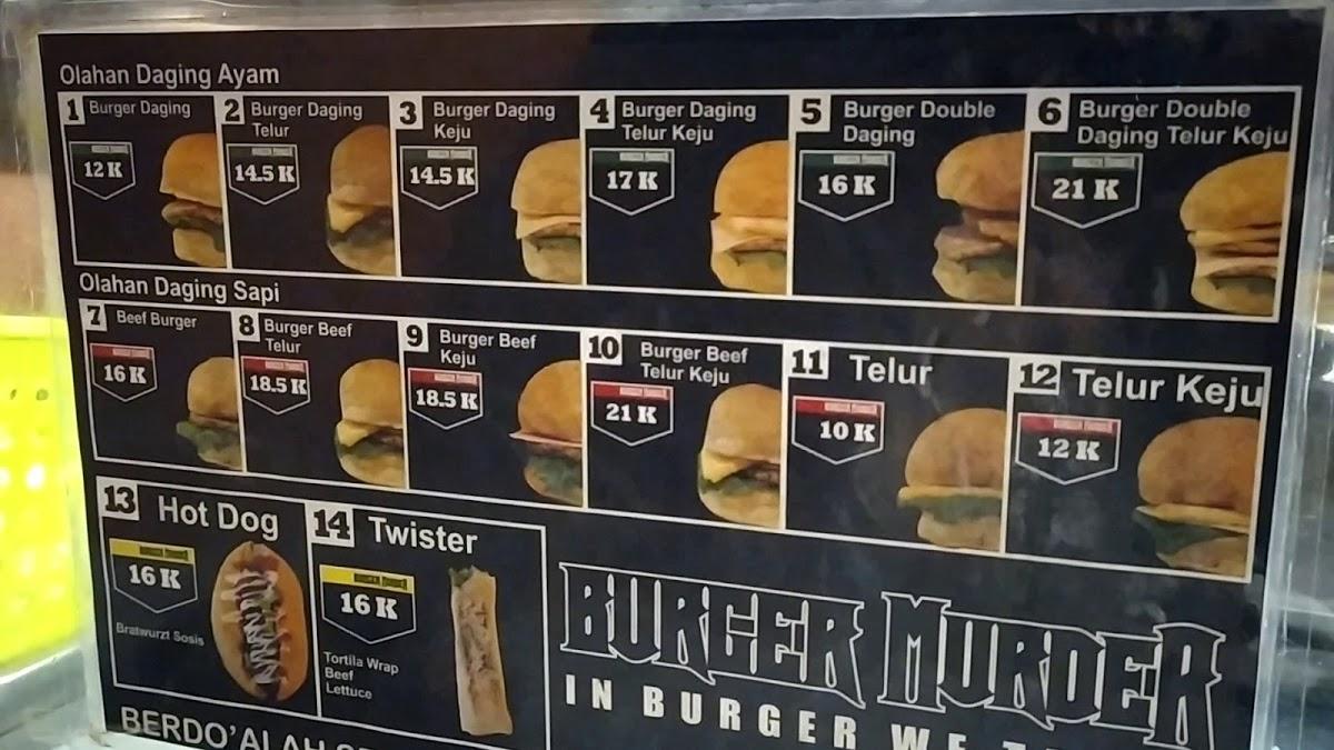 Carta del café BURGER MURDER, Malang, 2JV7+394