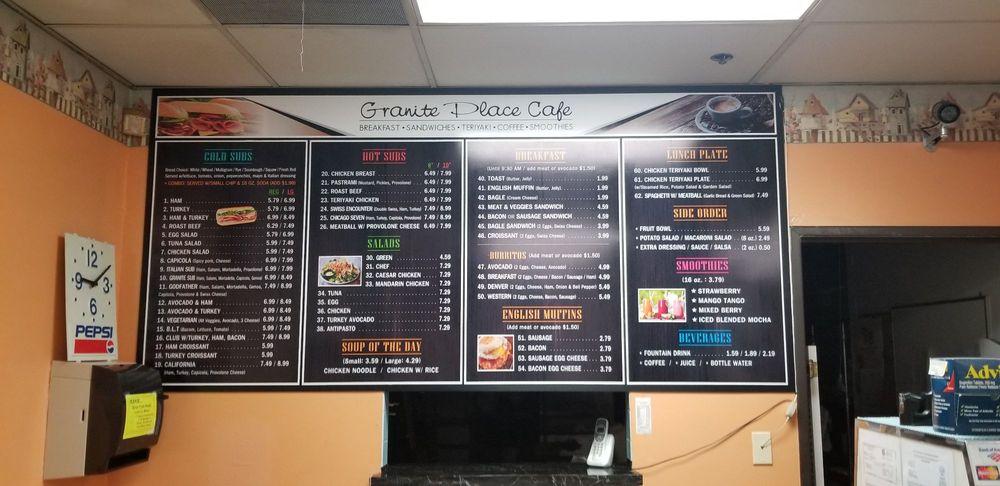 Menu at Granite Place Cafe, Corona