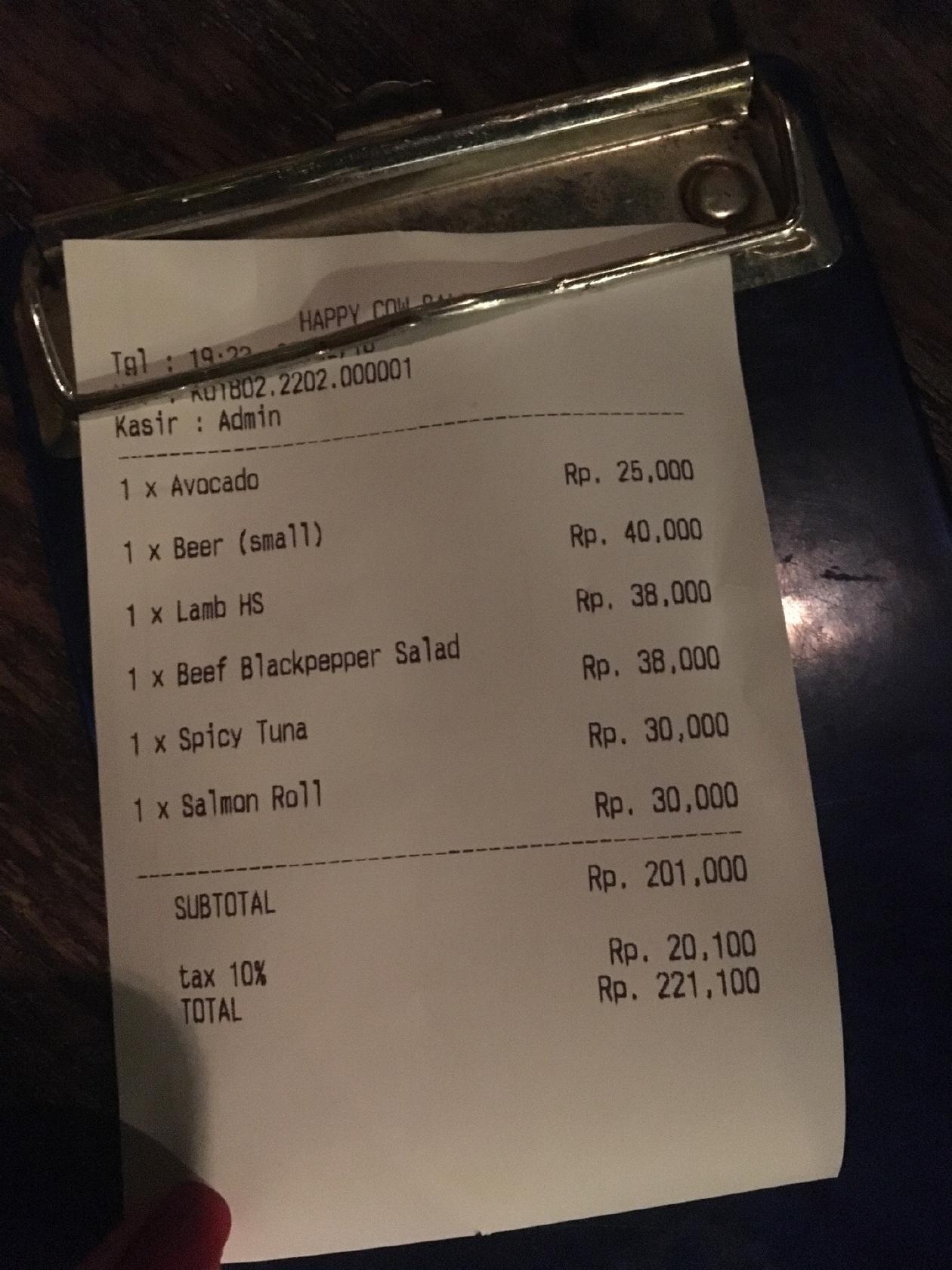 Menu at Happy Cow Bali - Jimbaran, Jimbaran