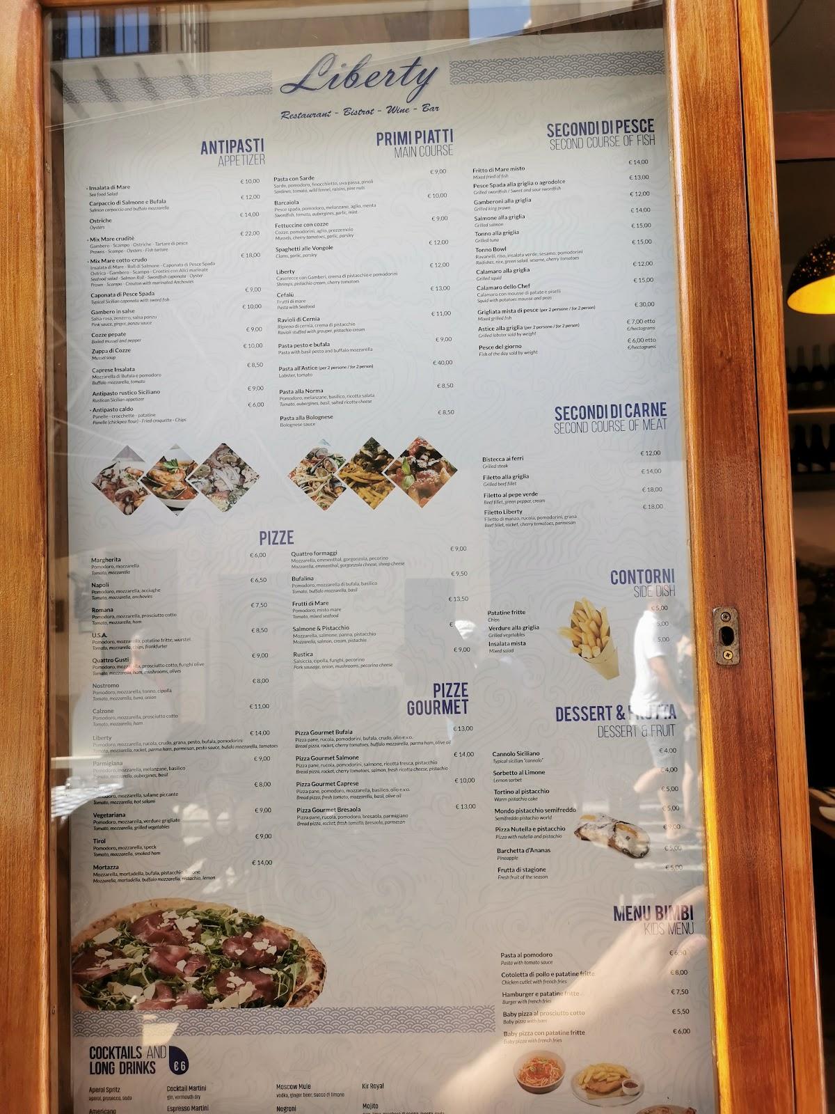 Menu at Liberty Restaurant Bistrot Wine Bar, Cefalù