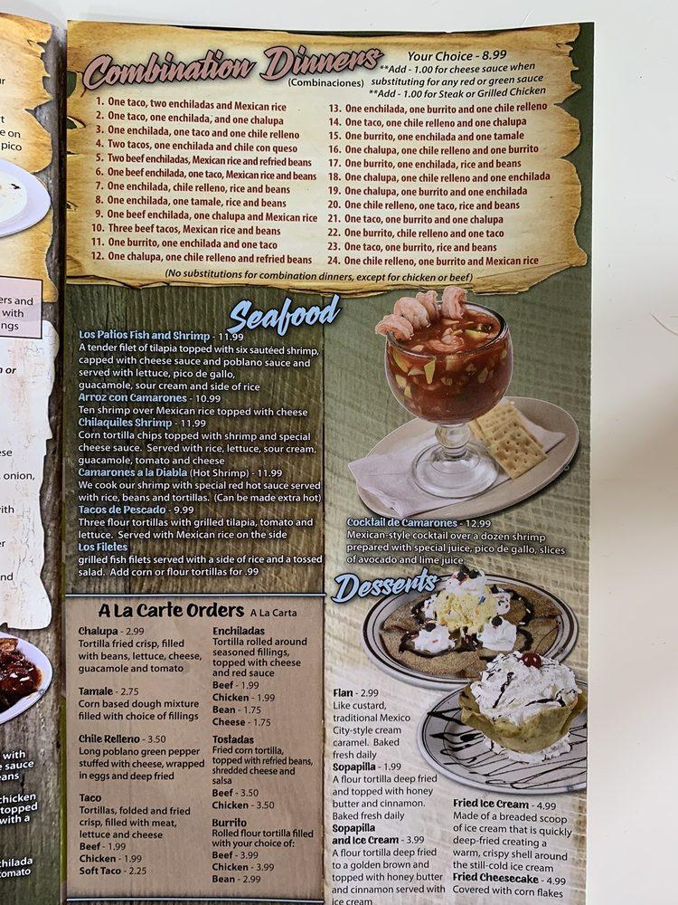 Menu at Los Patios Mexican Restaurant, Danville, 50 Old Farm Rd #190