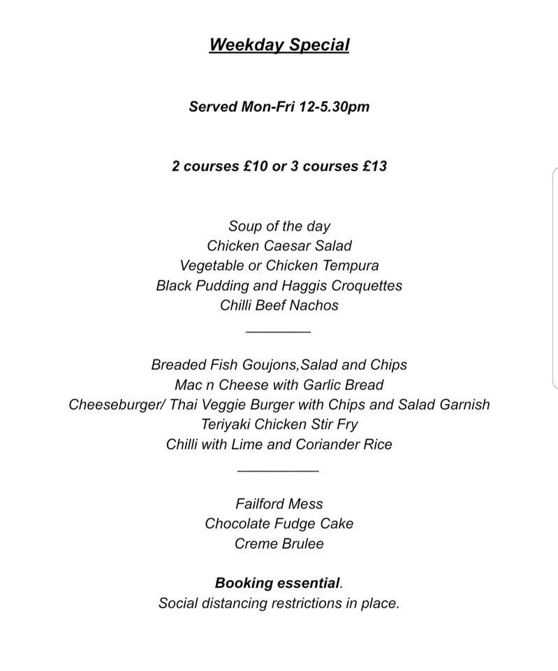 Menu at Failford Inn pub & bar, England