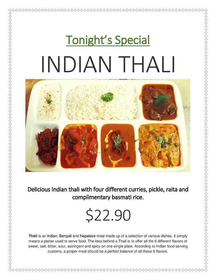 Menu at Curry Village restaurant, Porirua