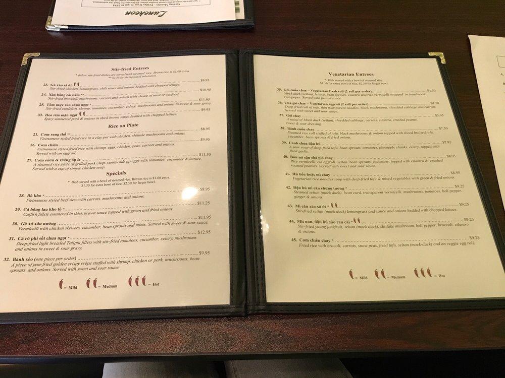 Menu at Dalat Restaurant, Ann Arbor