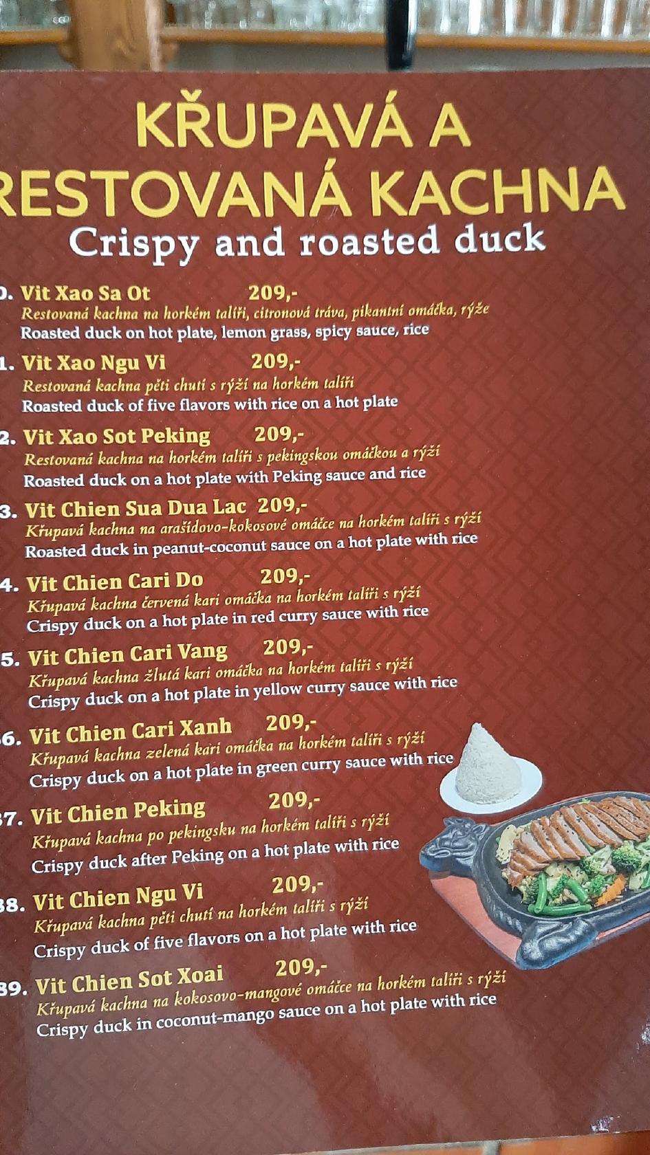 Menu at Dua Pho restaurant, Mohelnice