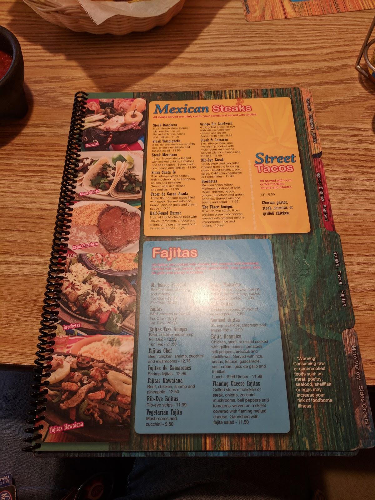 Menu at Mi Jalisco Mexican Restaurant, Corbin