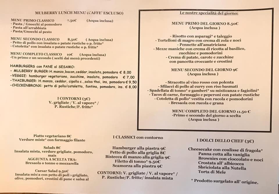 Menu at Mulberry St. Italian Caffè restaurant, San Donato Milanese