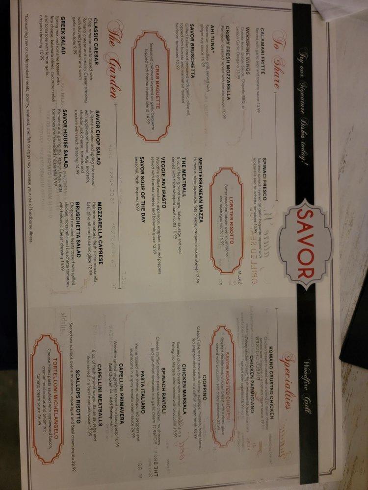 Menu at Savor Restaurant, Carmel, 211 W Main St Suite 102