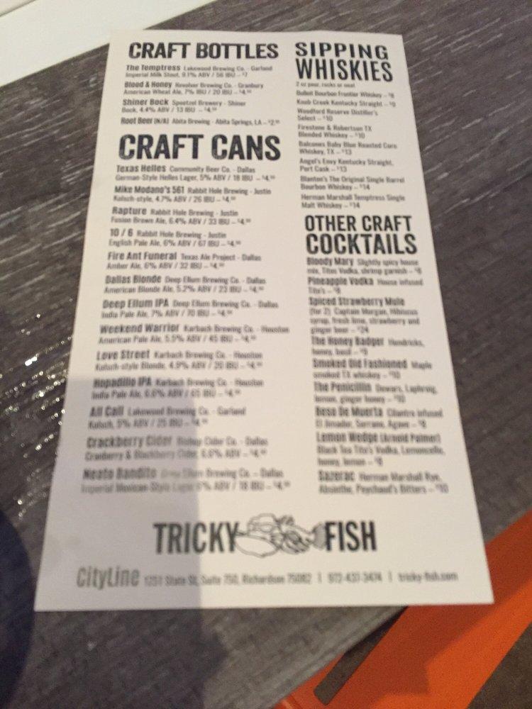 Menu at Tricky Fish pub & bar, Richardson