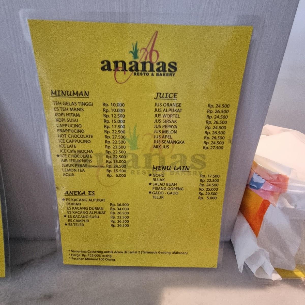 Menu at Ananas Cafe & Bakery Citraland, Manado