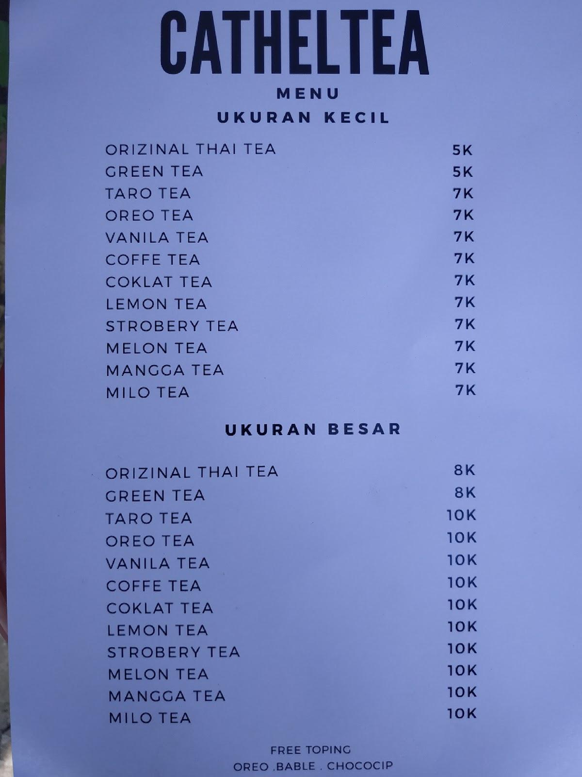 Menu at CATHEL TEA restaurant, Cihampelas