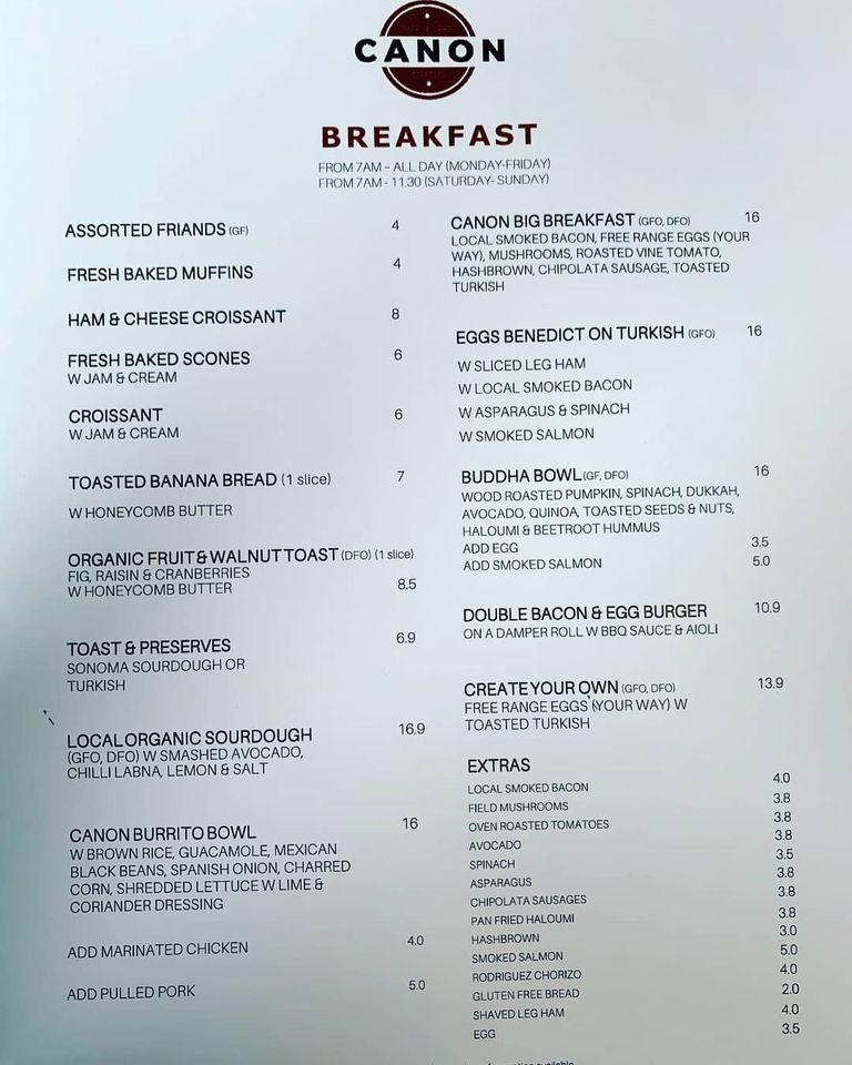 Menu at Canon Food, Bar And Espresso, Warners Bay