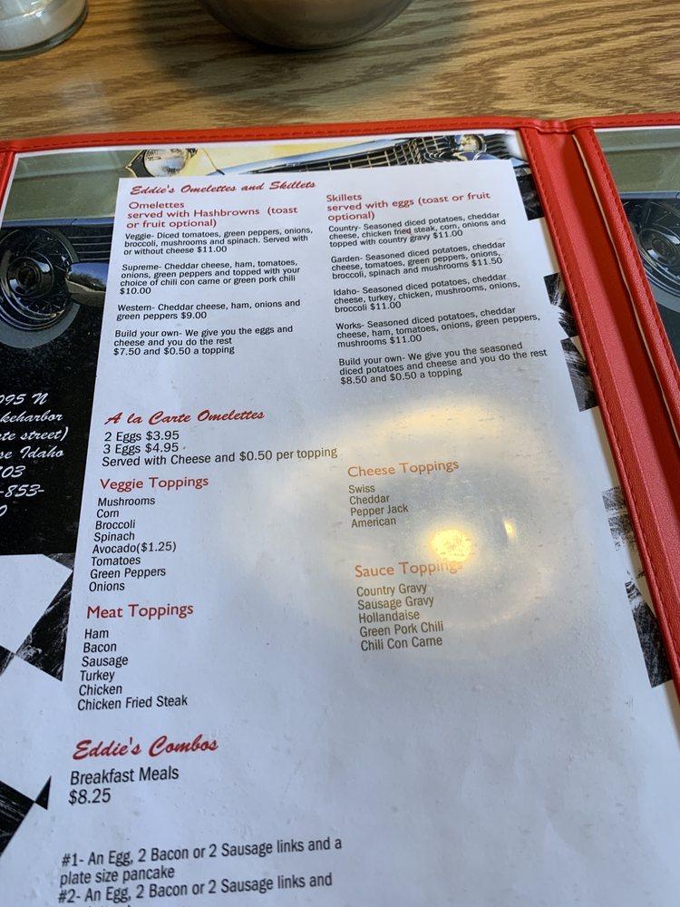 Menu at Eddie's Restaurant, Boise